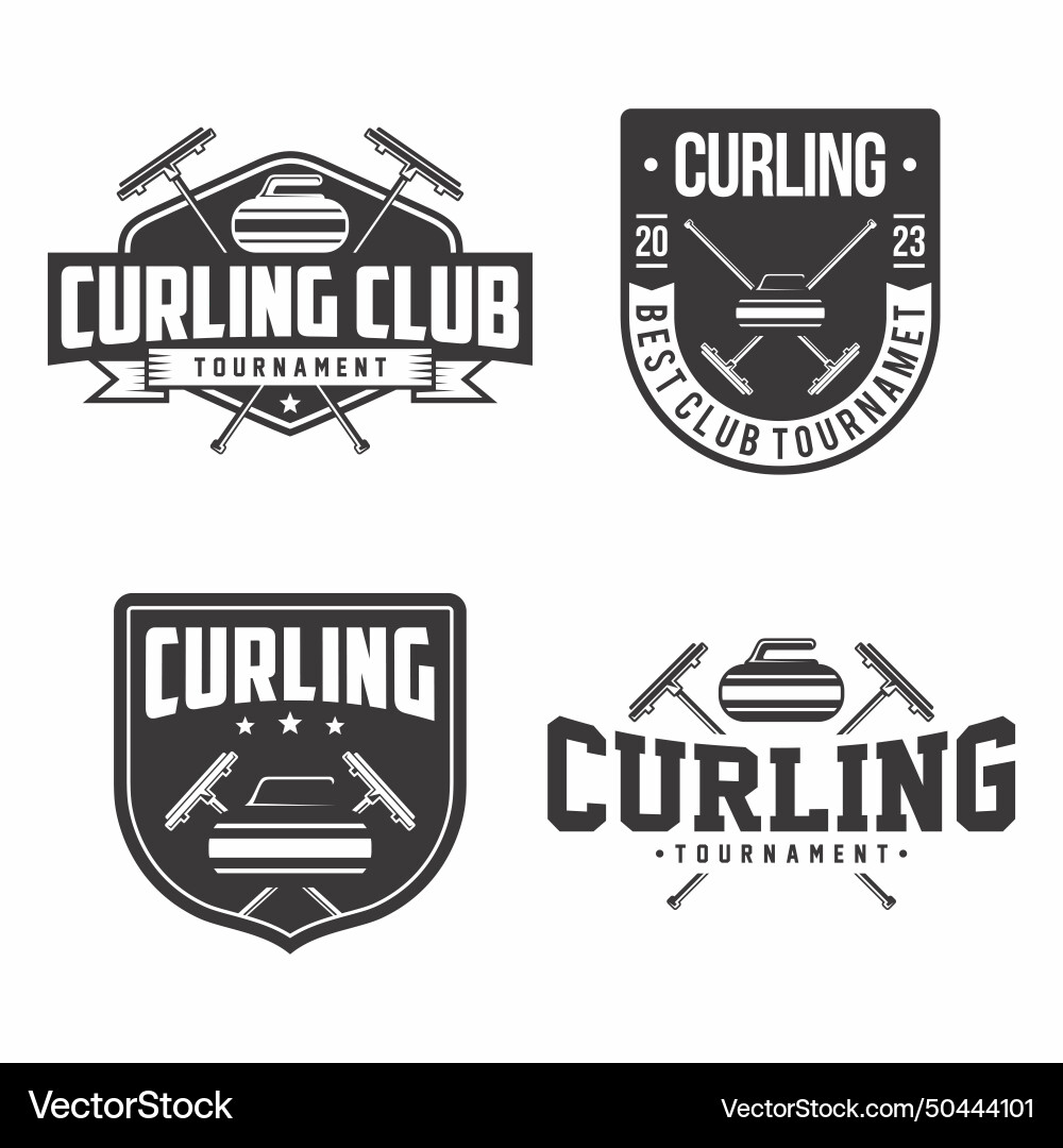 Curling logo collection emblem set collections Vector Image