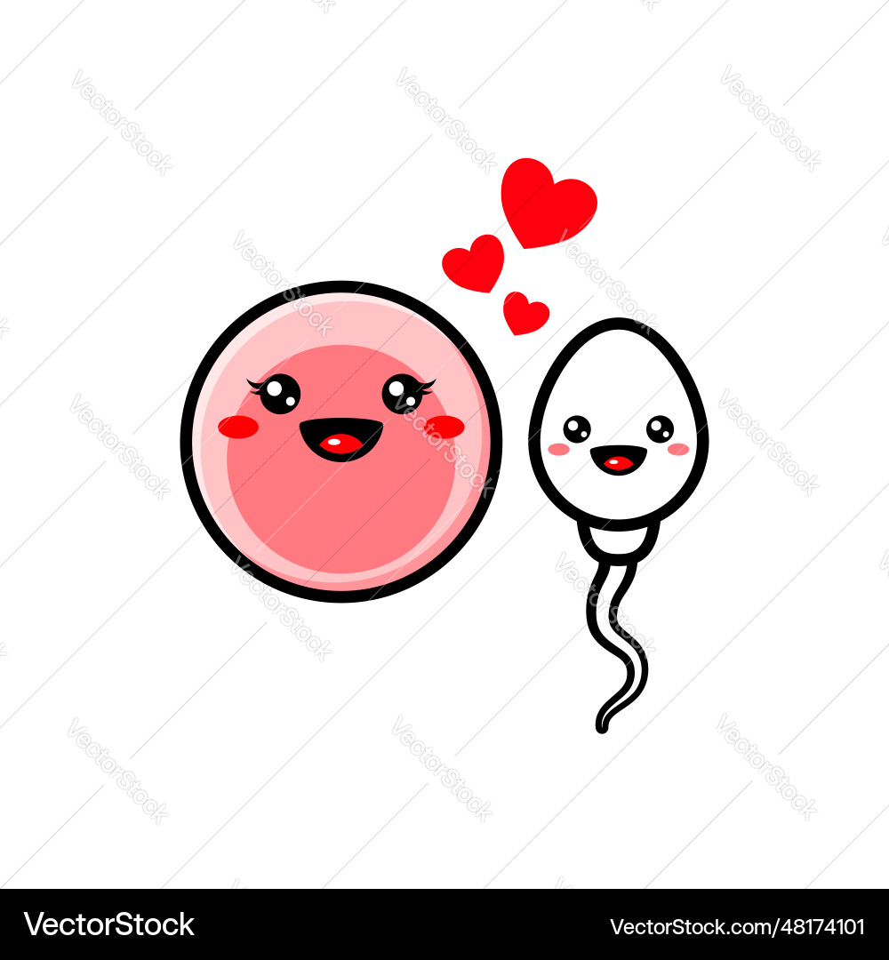 Cute Egg and Sperm Cartoon Royalty Free Vector Image