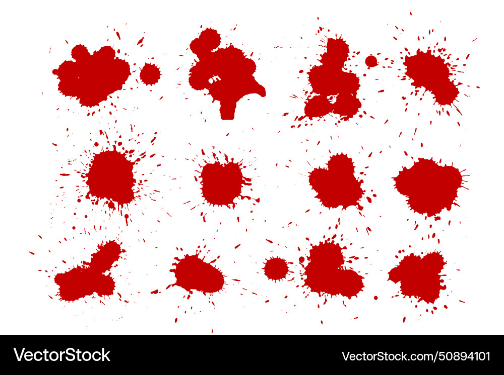 Pack of dirty red color splatter element Vector Image
