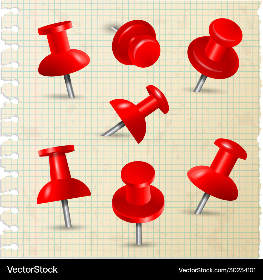 Red Pins & Thumbtacks - Stationery Royalty Free Vector