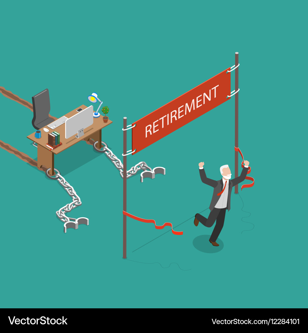 Retirement flat isometric Royalty Free Vector Image