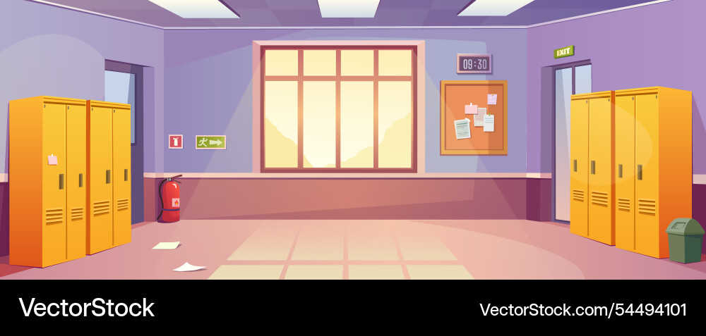 School Corridor Interior Royalty Free Vector Image