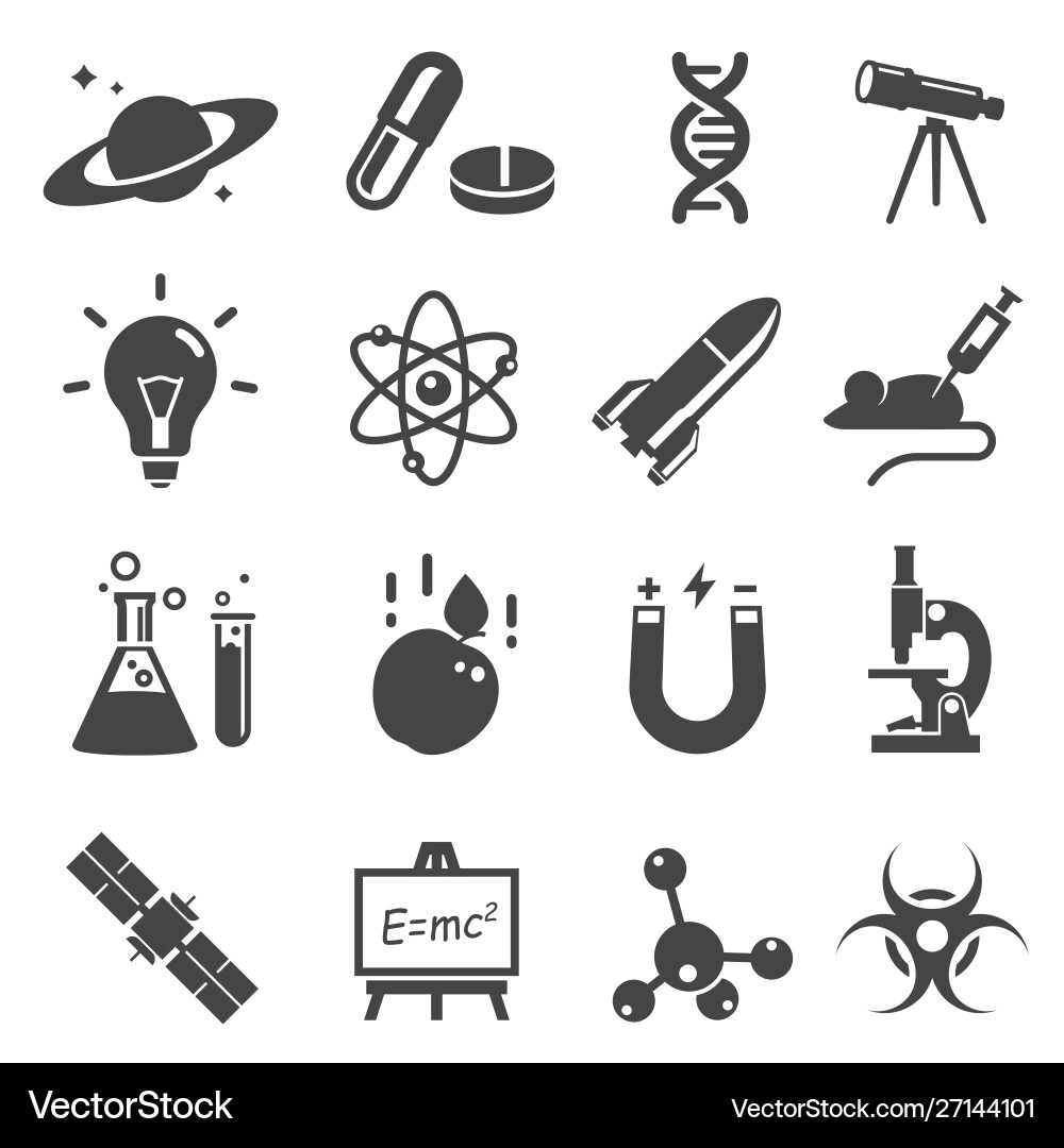 Scientific study and research glyph icons Vector Image