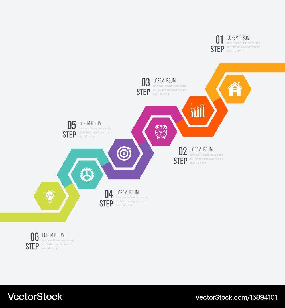 Six Step Strategy Infographics Royalty Free Vector Image