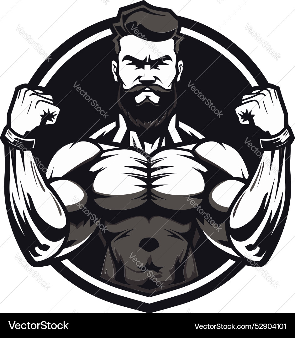 Strength unleashed monochromatic of flexing Vector Image