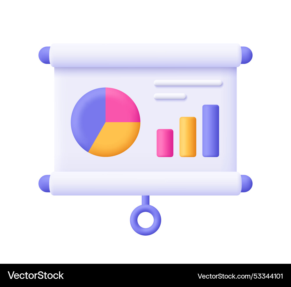 Whiteboard presentation with pie chart diagram Vector Image