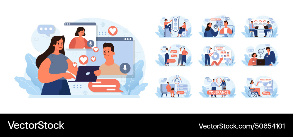 Workplace inclusion set flat Royalty Free Vector Image