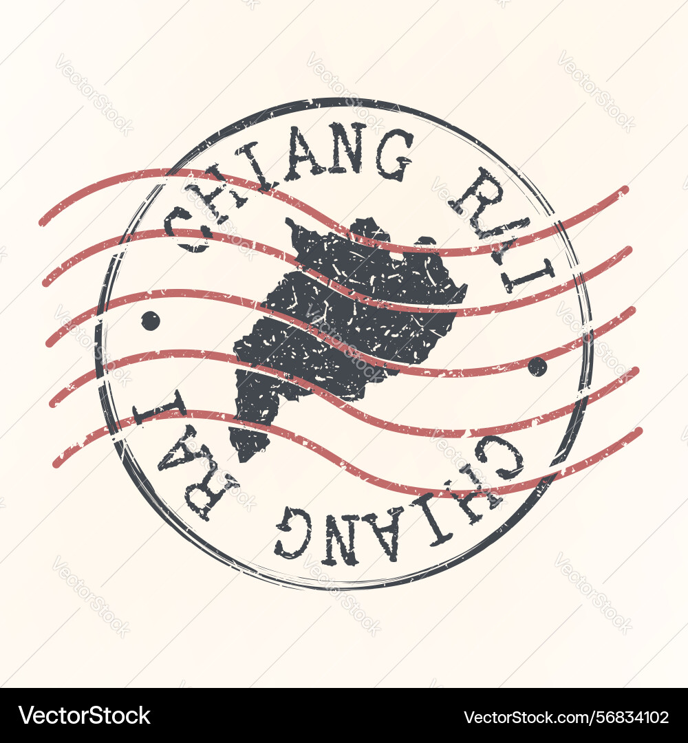 Chiang rai thailand stamp map postal Royalty Free Vector