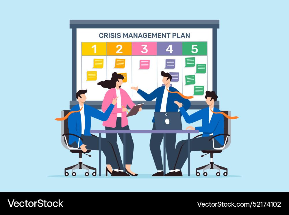 Colleagues preparing crisis management plan Vector Image