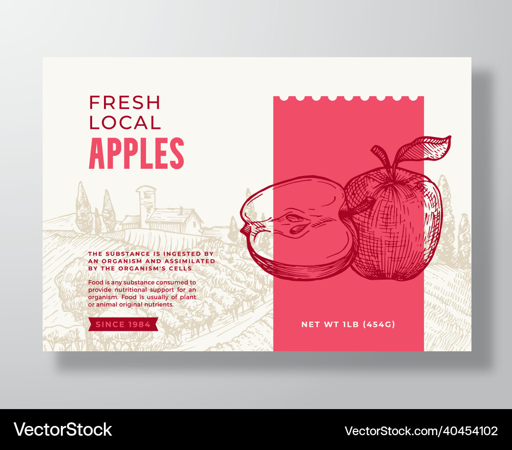 Fresh local apples food label template abstract Vector Image