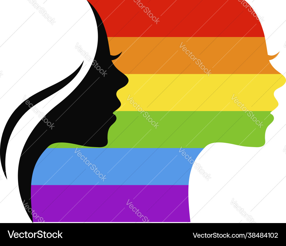 Girl face and lgbt flag Royalty Free Vector Image