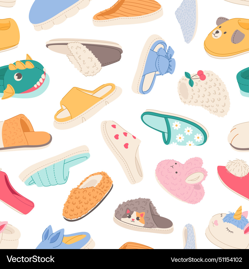 Home cozy slippers seamless pattern comfortable Vector Image