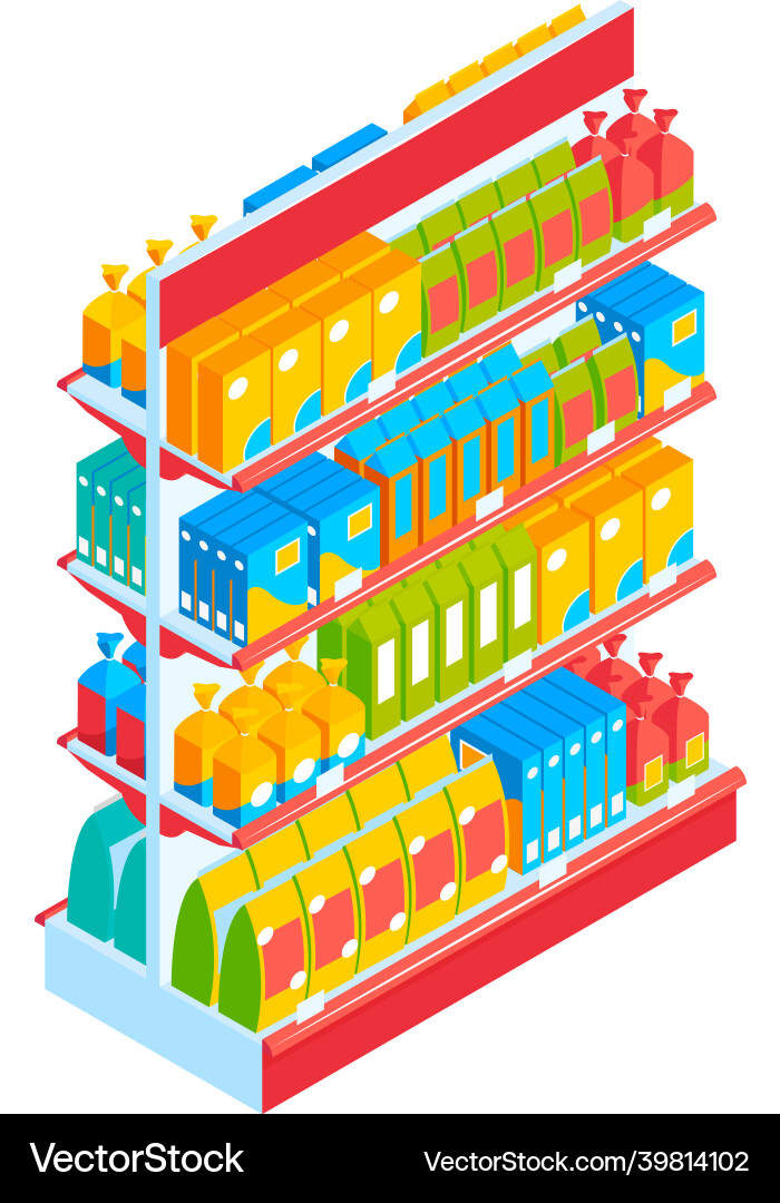 Supermarket shelf Royalty Free Vector Image - VectorStock