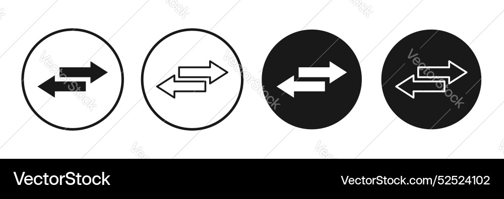 Transfer icon set black filled and outlined style Vector Image