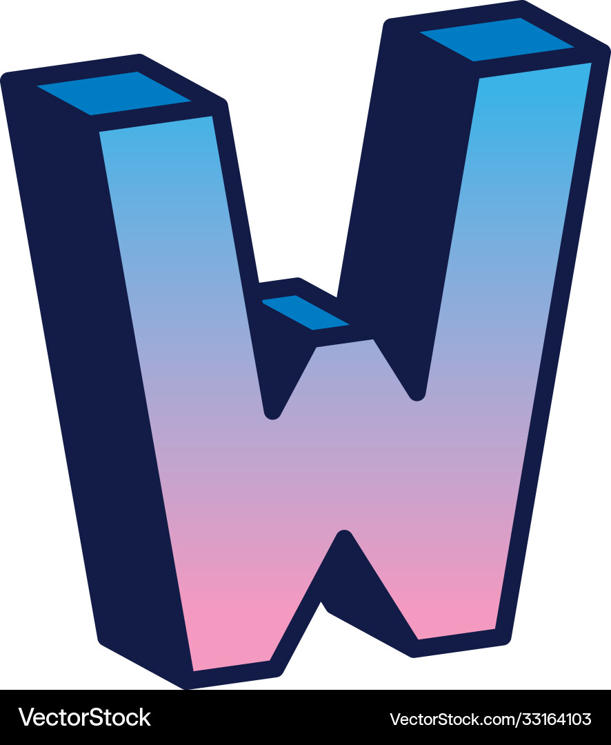 3d w letter design Royalty Free Vector Image - VectorStock