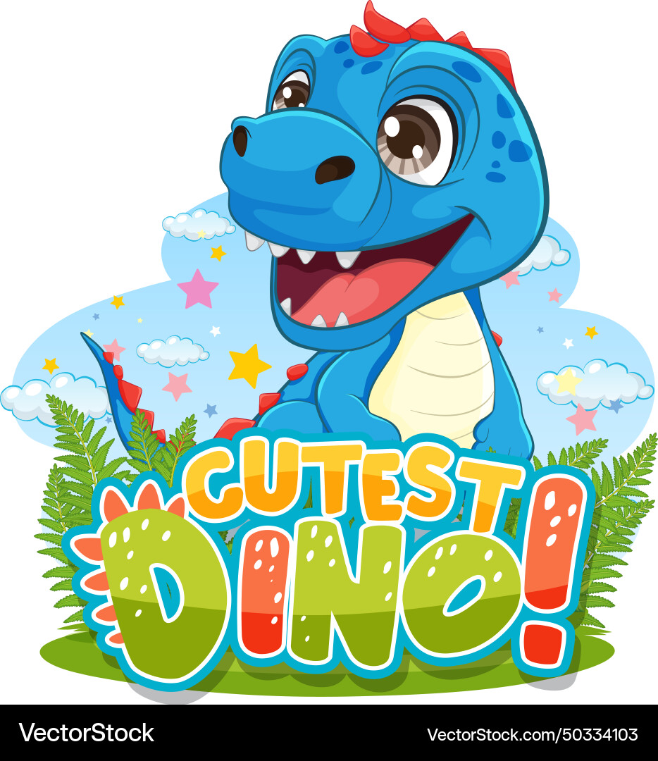 Cheerful cartoon dinosaur with a cute expression Vector Image