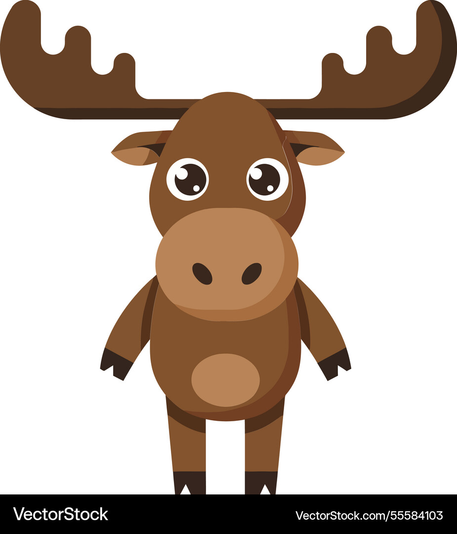 Cute cartoon moose character in flat design style Vector Image