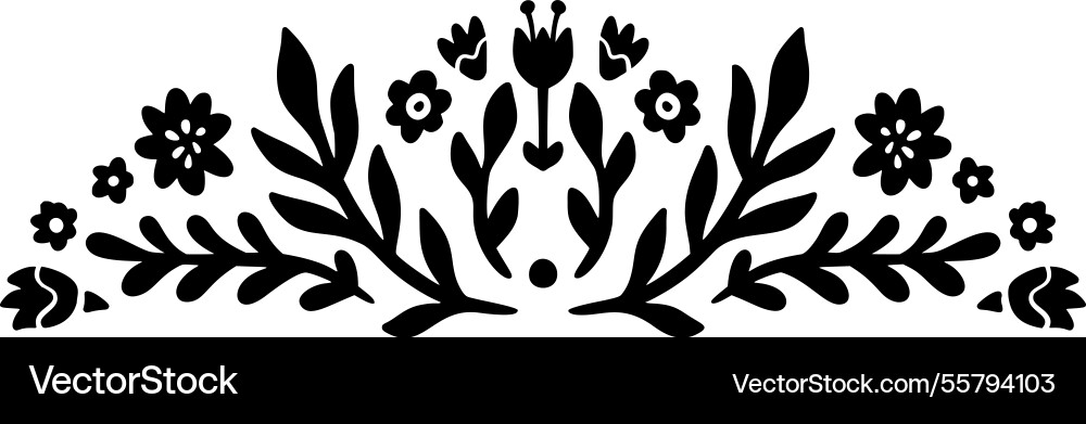Floral linocut motif border decorative Royalty Free Vector