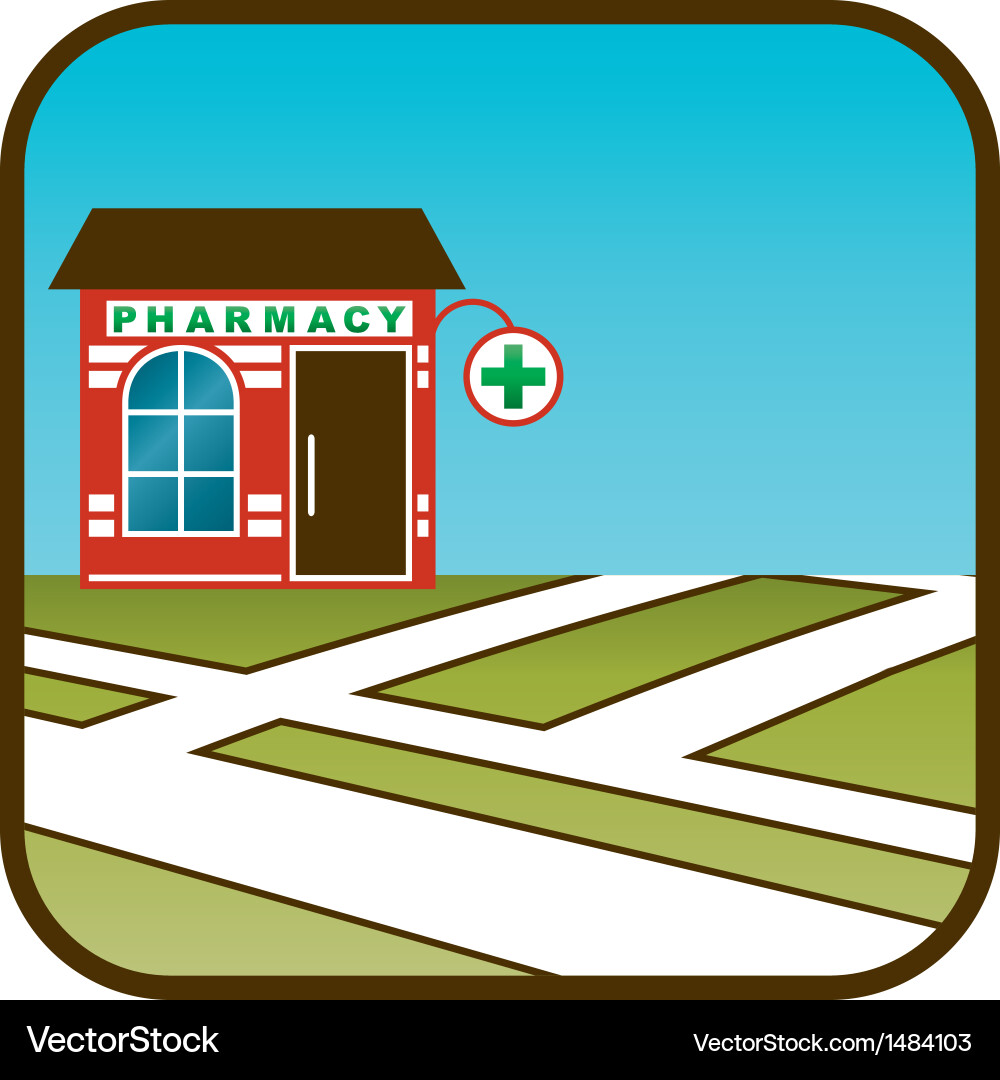 Icon of pharmacy with street map Royalty Free Vector Image