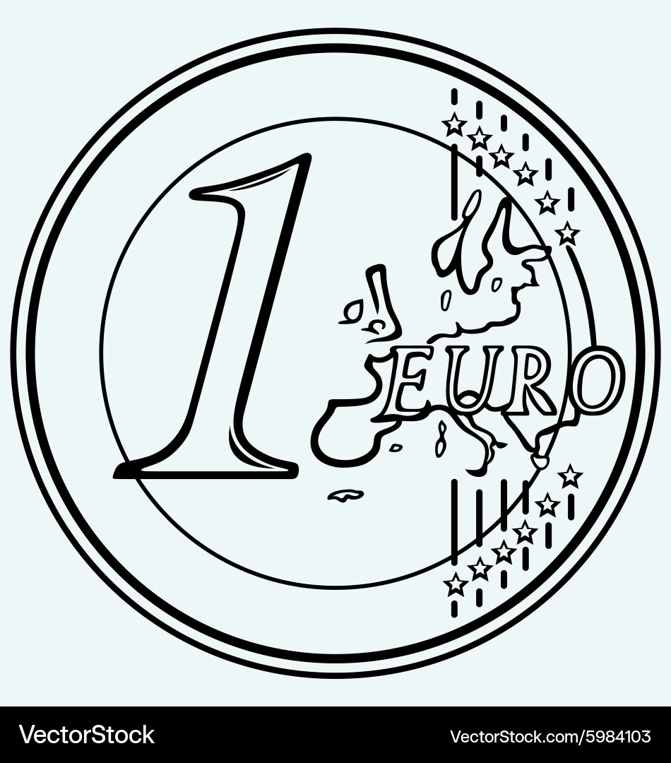 One euro coin Royalty Free Vector Image - VectorStock