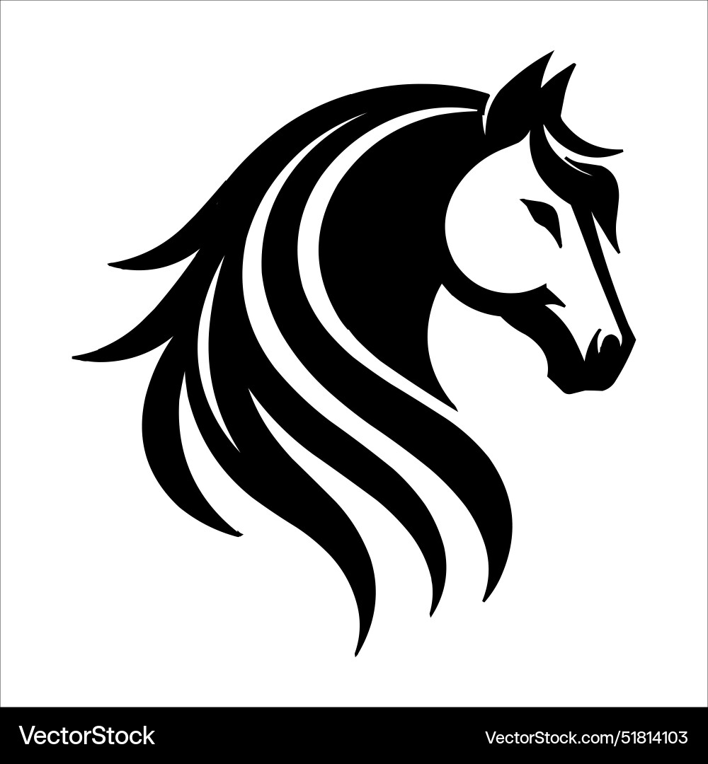 Wild horse black silhouette flat isolated Vector Image