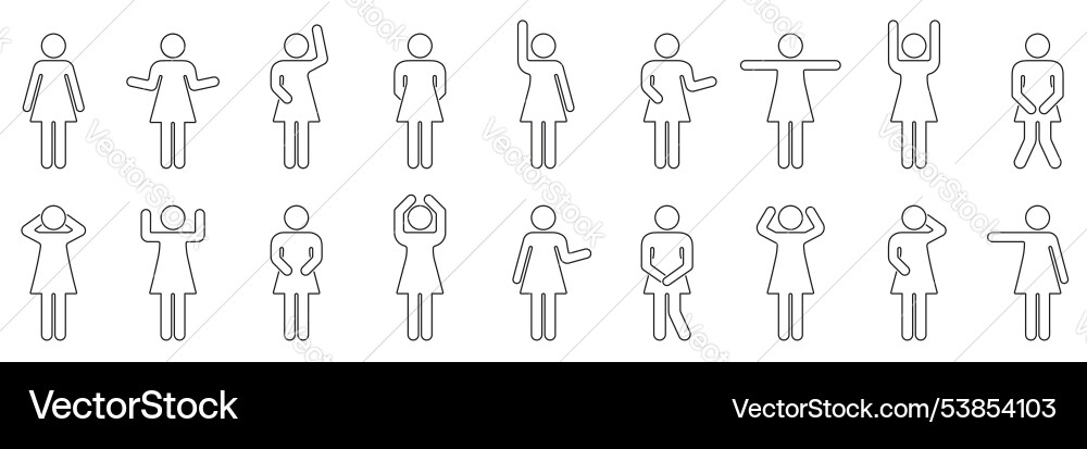 Woman stick figure with different gestures Vector Image