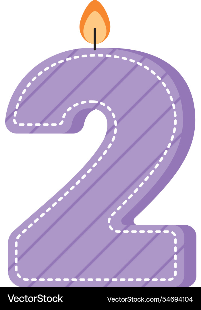 Birthday candle number two Royalty Free Vector Image