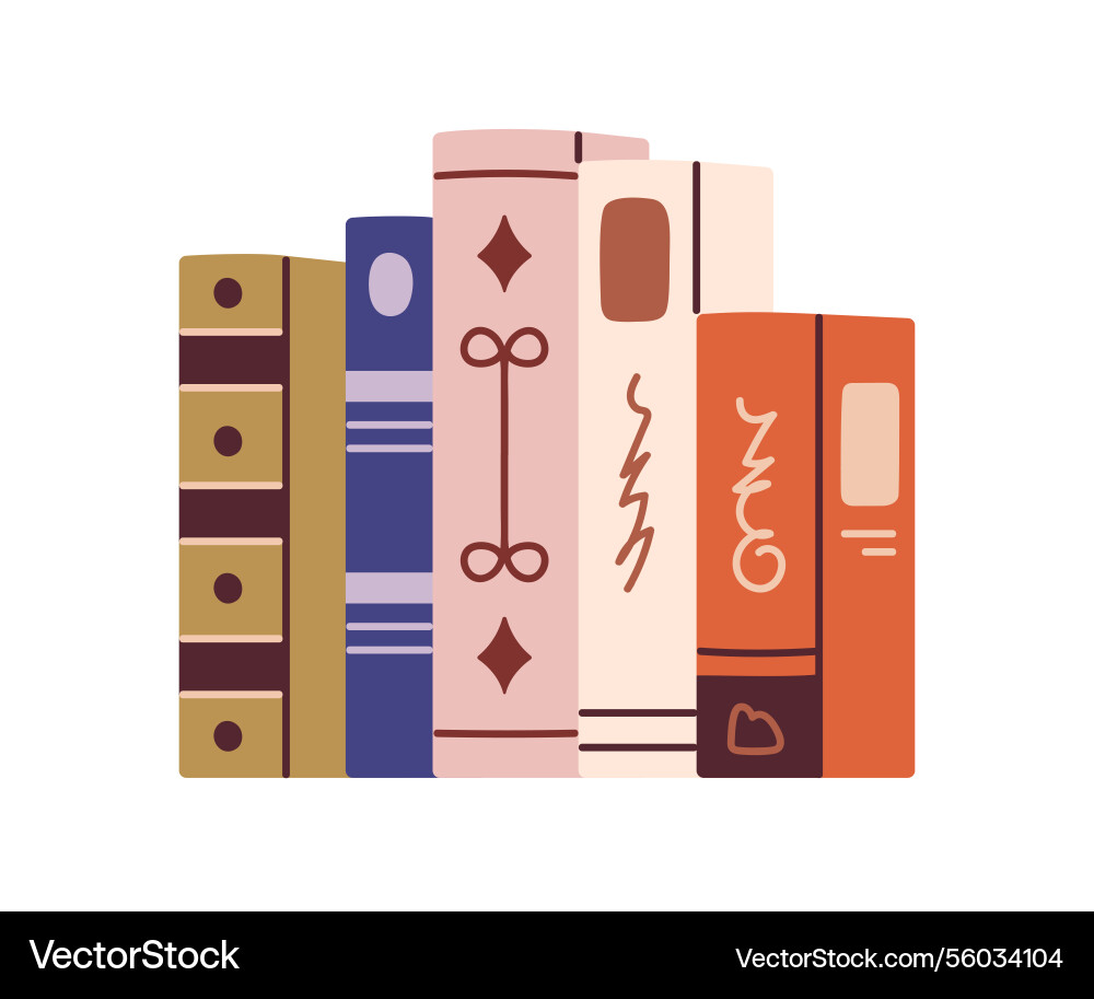 Book covers row standing in line classic Vector Image