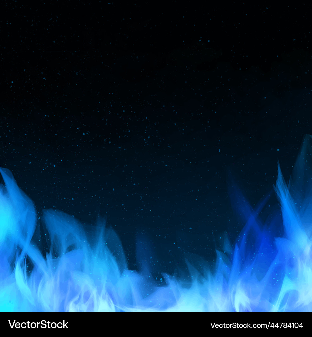 Burning blue fire flame border frame Royalty Free Vector