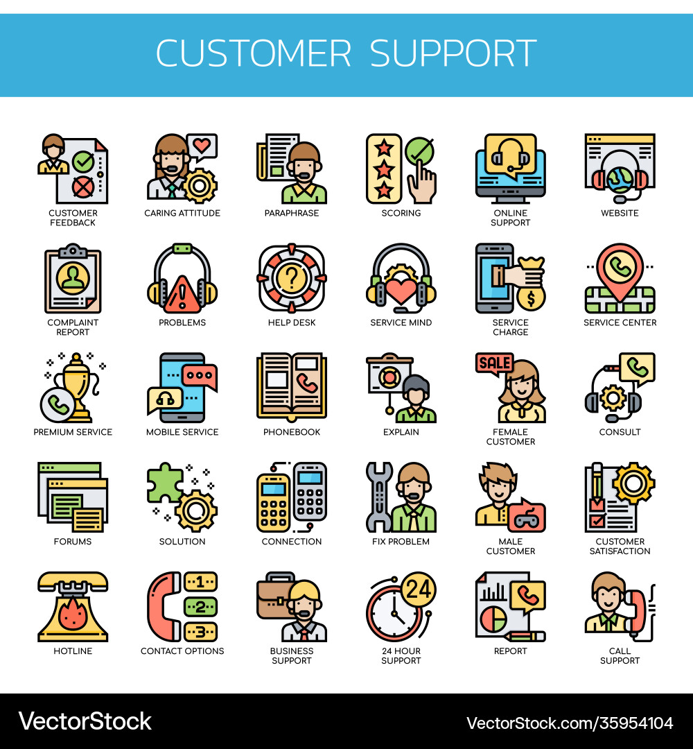 Customer support thin line and pixel perfect Vector Image