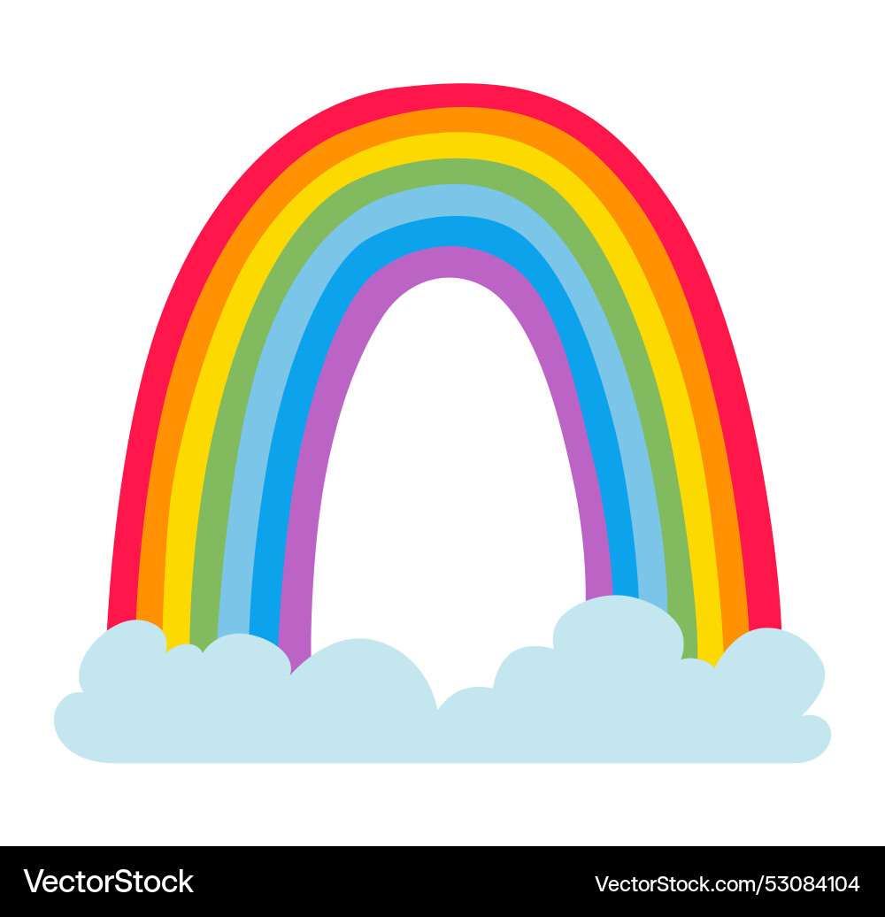 Cute cartoon rainbow with sky printable poster Vector Image