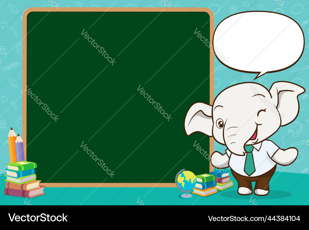 Cute elephant teacher mascot with greenboard Vector Image