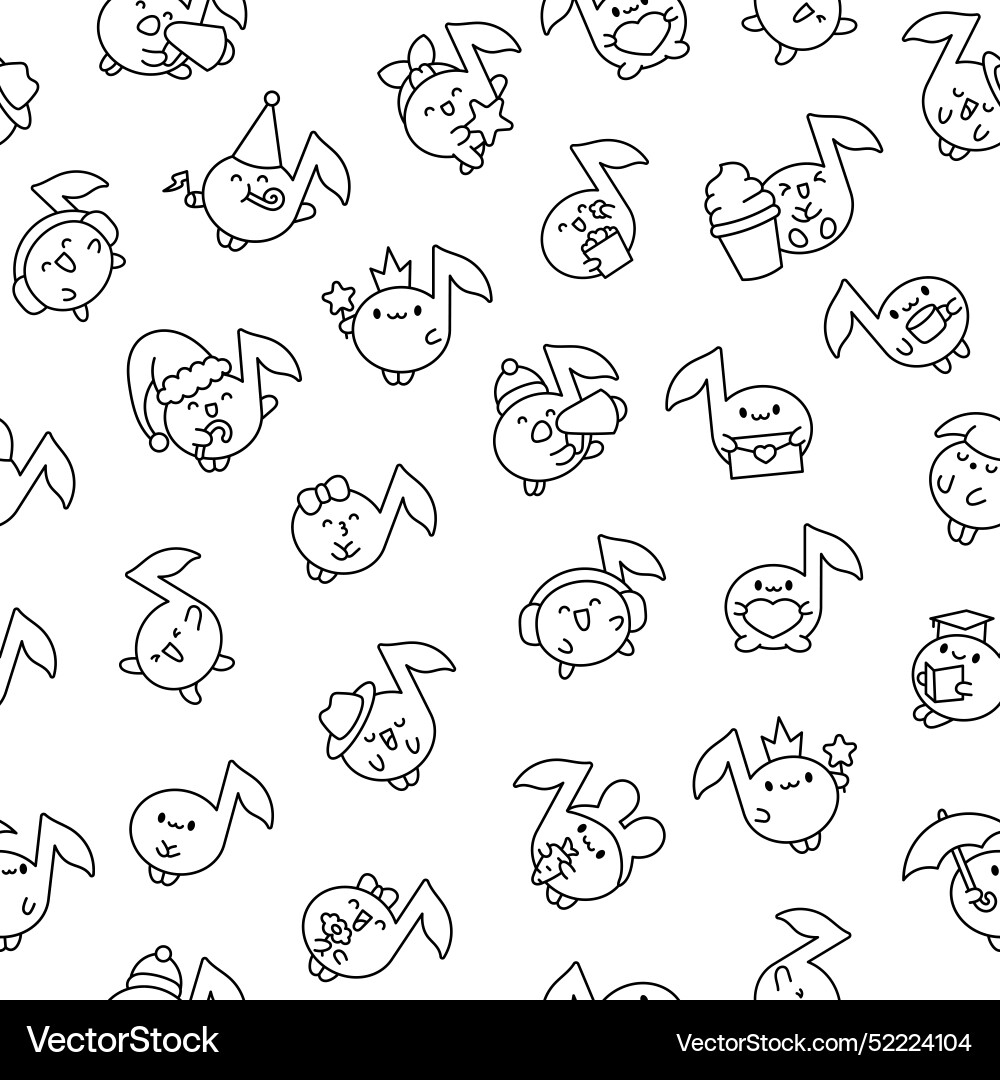 Cute little music note character coloring page Vector Image
