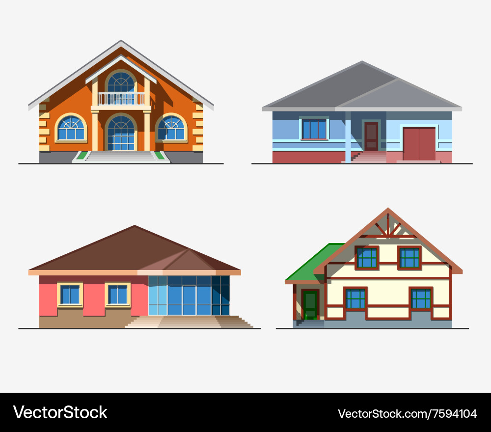 Houses 3 color Royalty Free Vector Image - VectorStock