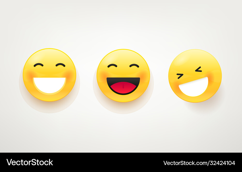 Laughing faces pack cute character set Royalty Free Vector