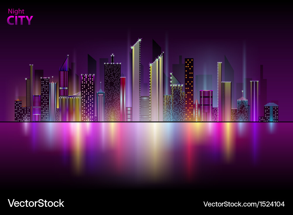 Night city Royalty Free Vector Image - VectorStock