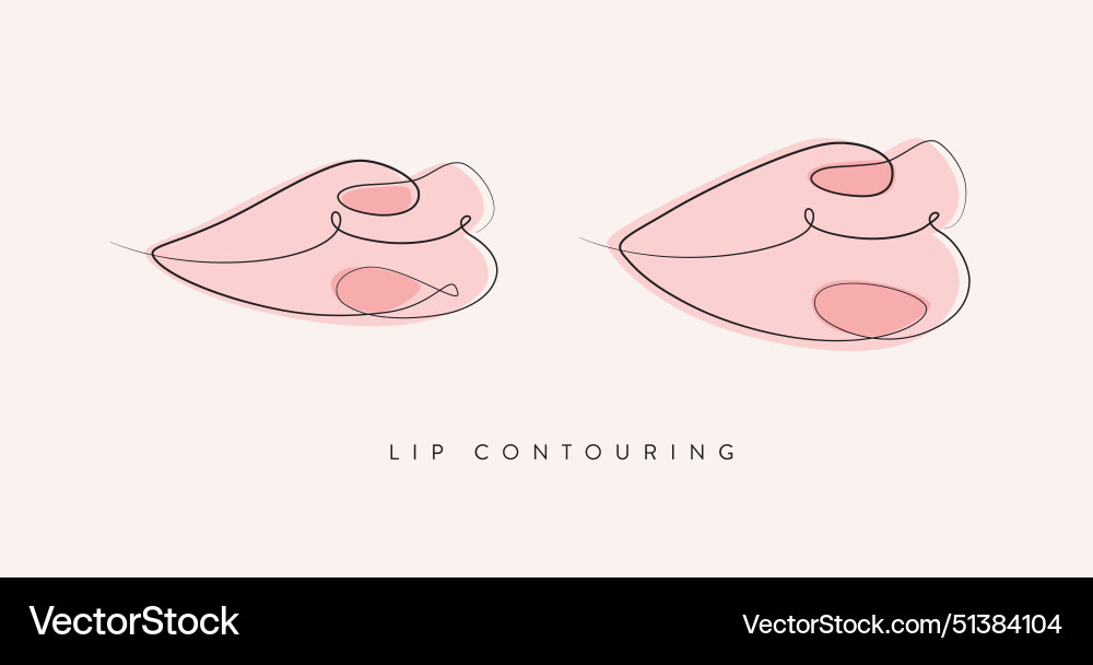 Pair of lips linear style beige Royalty Free Vector Image