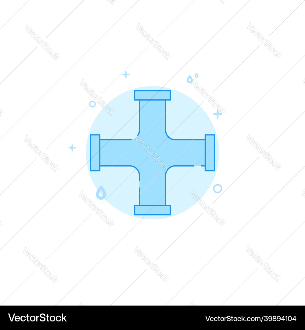 Pipe cross flat icon plumbing symbol filled line Vector Image