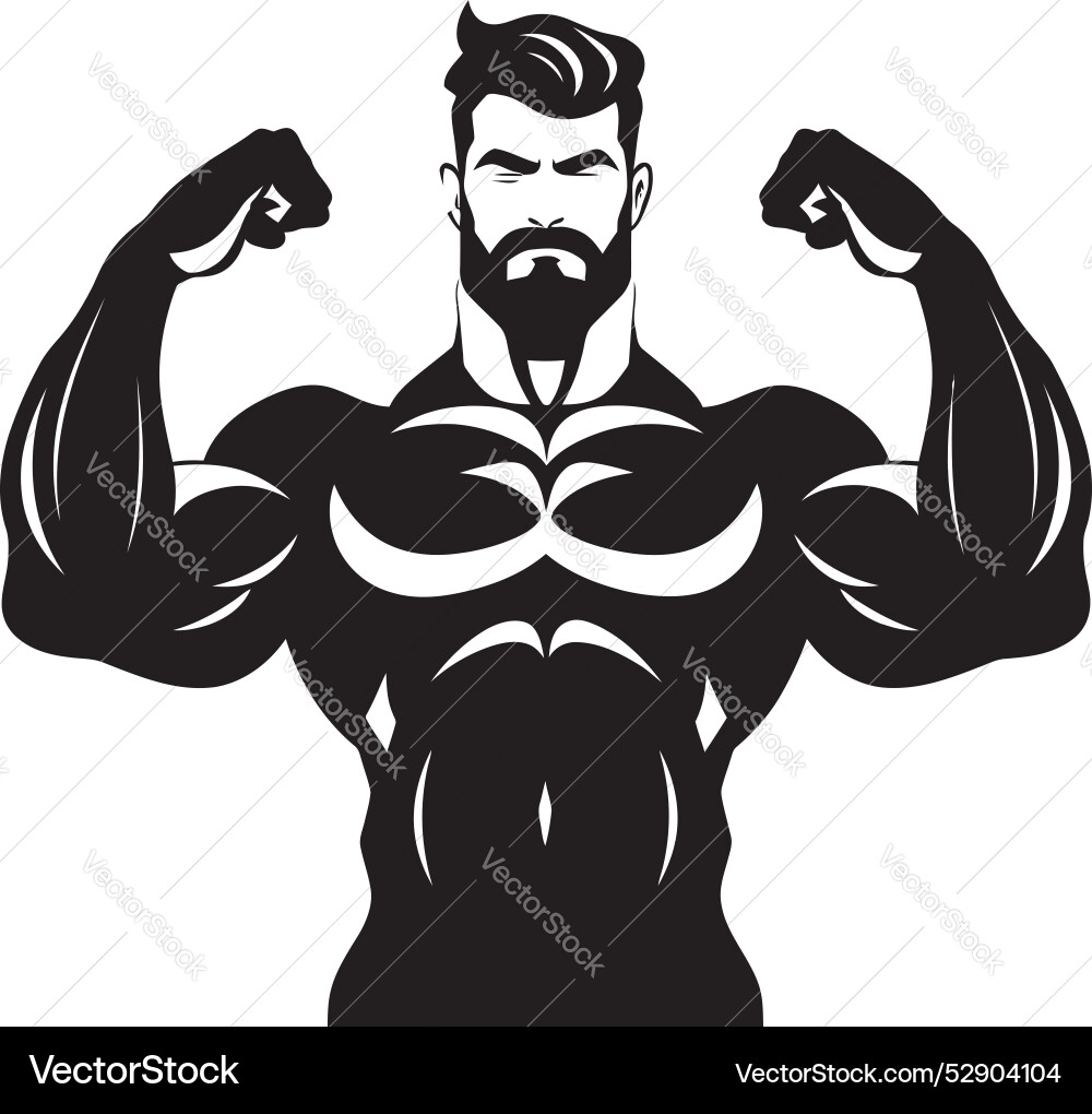 Sculpted success black tribute to bodybuilding Vector Image