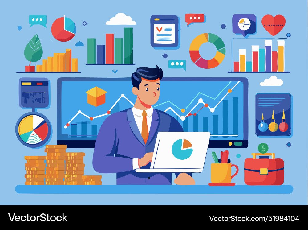 Stock market trading with technical analysis Vector Image