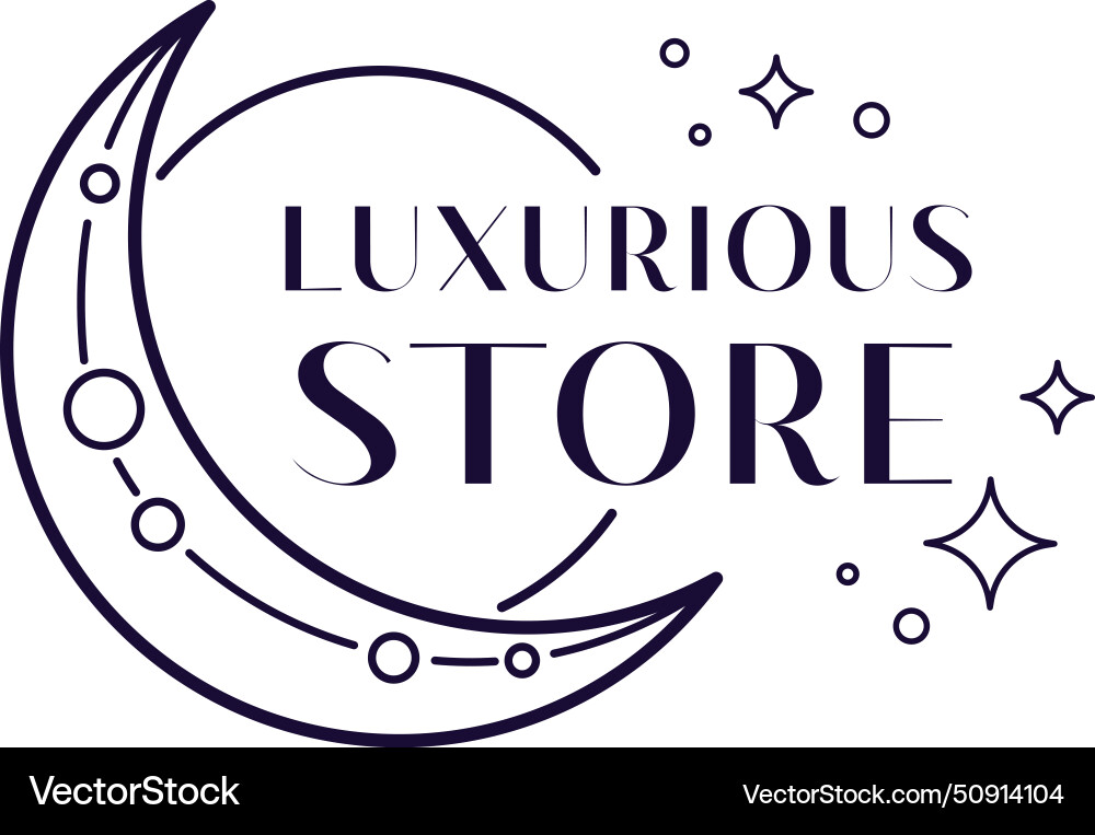 Stylish moon phases botanical logo idea Royalty Free Vector