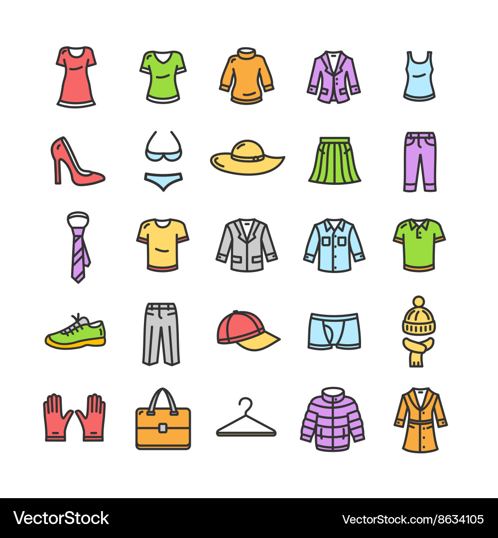 Clothes icon set Royalty Free Vector Image - VectorStock