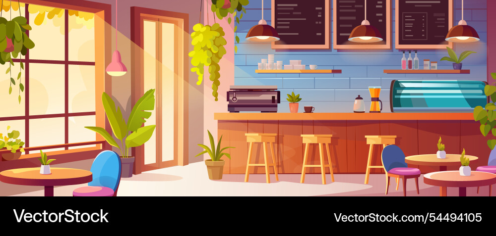 Coffee shop interior background for banner design Vector Image