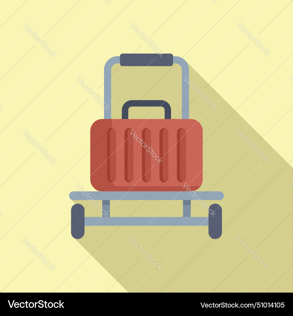 Luggage trolley with handbag icon flat Royalty Free Vector
