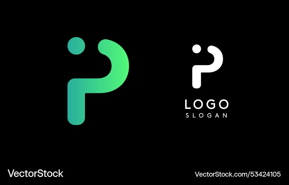 Minimalist geometric letter p bold rounded icon Vector Image