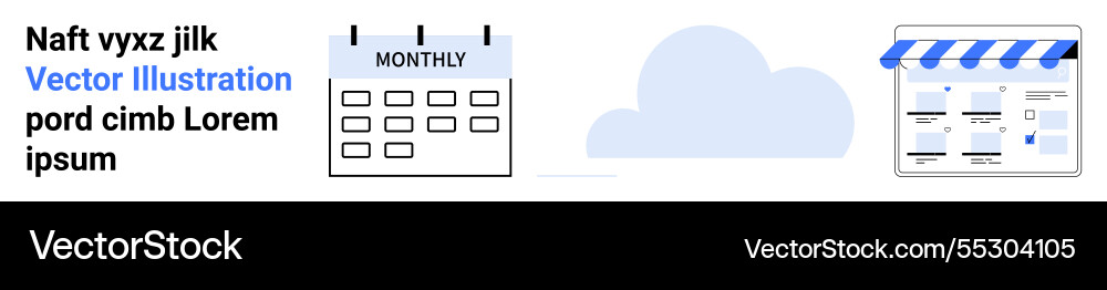 Monthly planning calendar cloud storage Royalty Free Vector