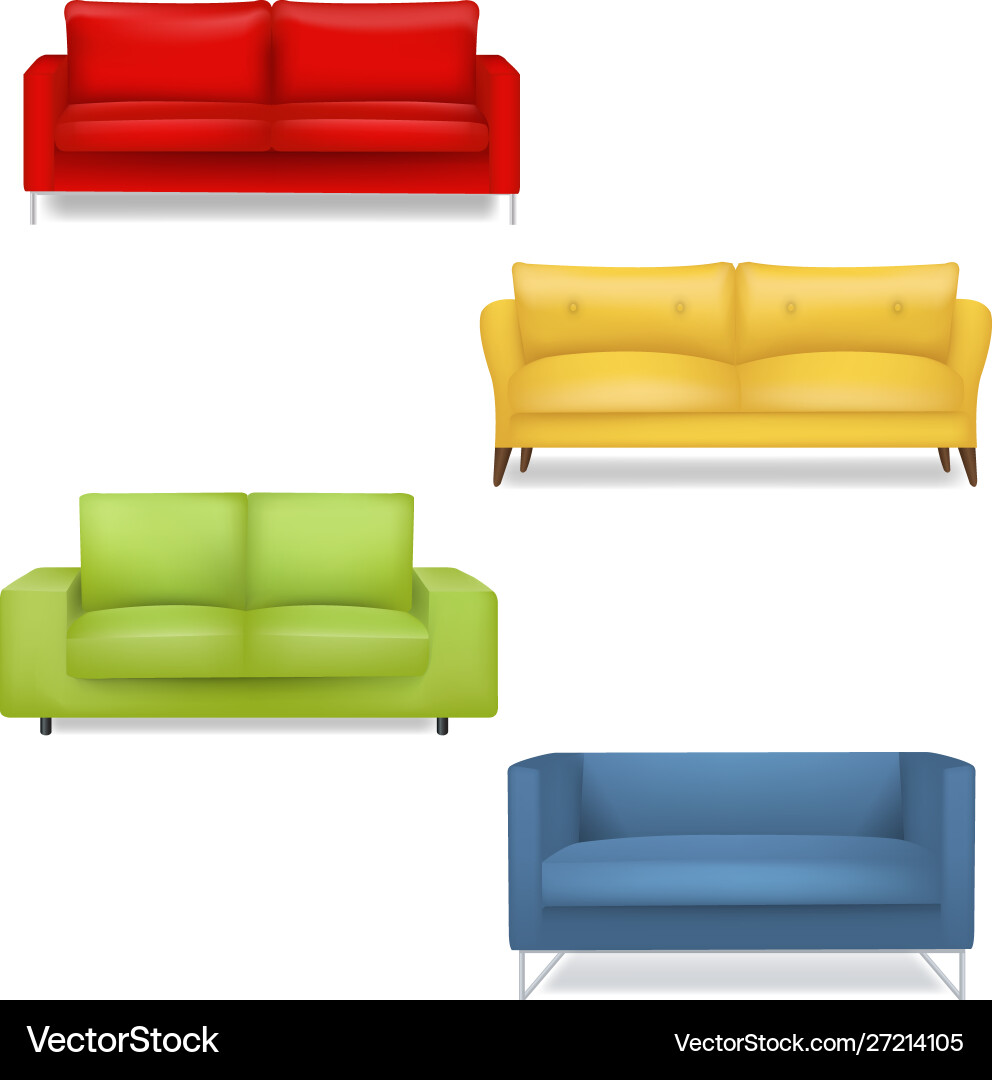 Sofa big collection isolated white background Vector Image