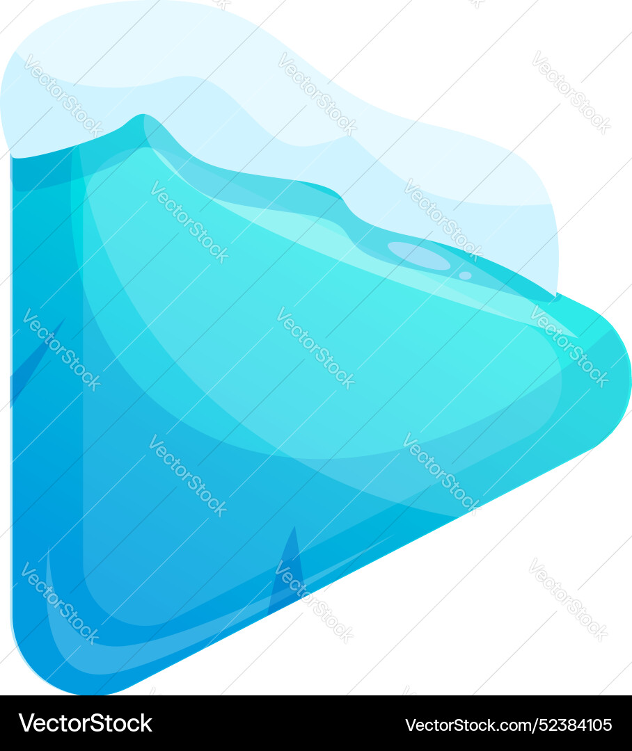 Triangle shaped iceberg floating with snow on top Vector Image
