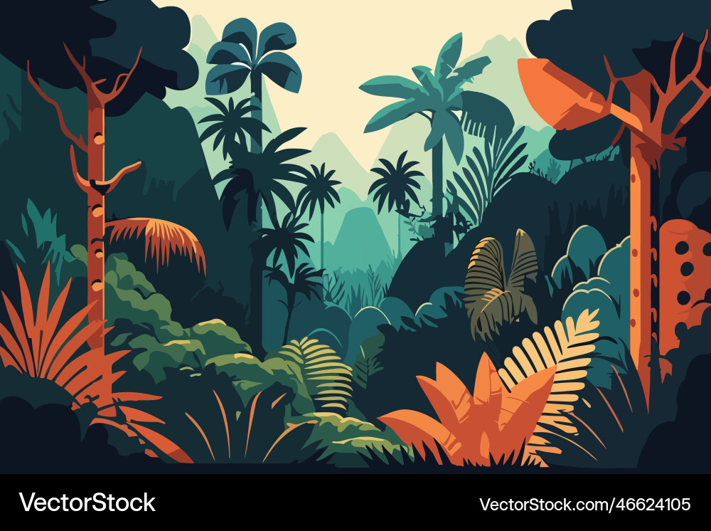 Tropical Jungle Scene Royalty Free Vector Image