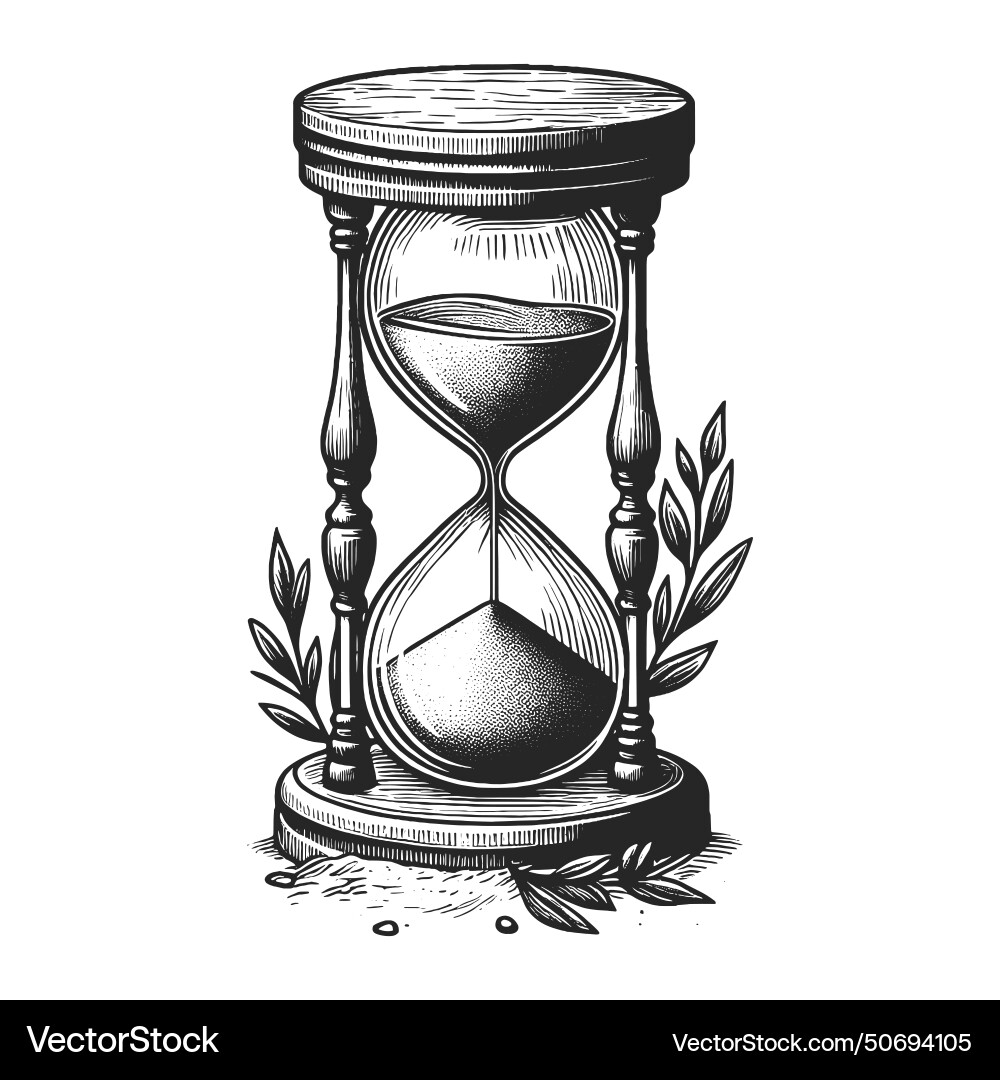 Vintage hourglass engraving Royalty Free Vector Image